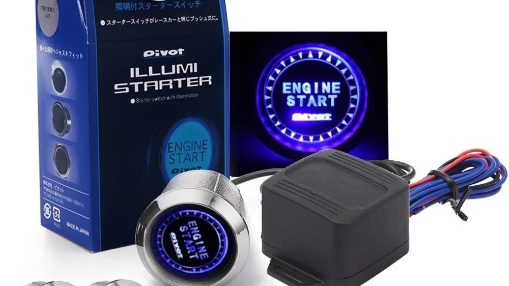 Autofab Pivot Blue / Red Illumination Car Engine Start Push Button ...
