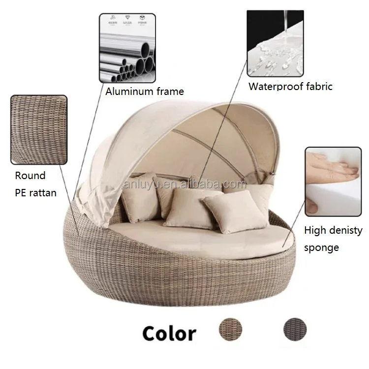 Luxury Modern Round Rattan/wicker Loungers for Outdoor