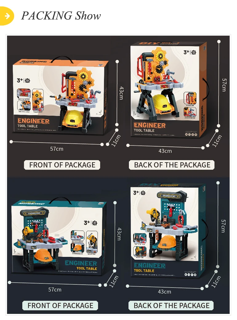 Engineer Construction Plastic Toy Mechanic Tool Box Set for Kids