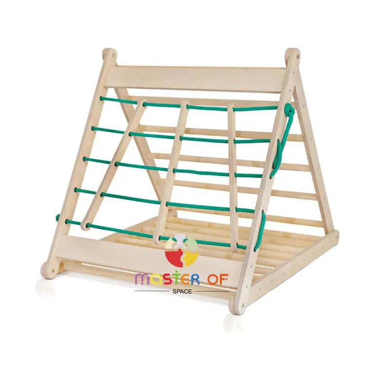 Montessori Large Foldable Wooden Triangle Climbing Frame In Natural ...