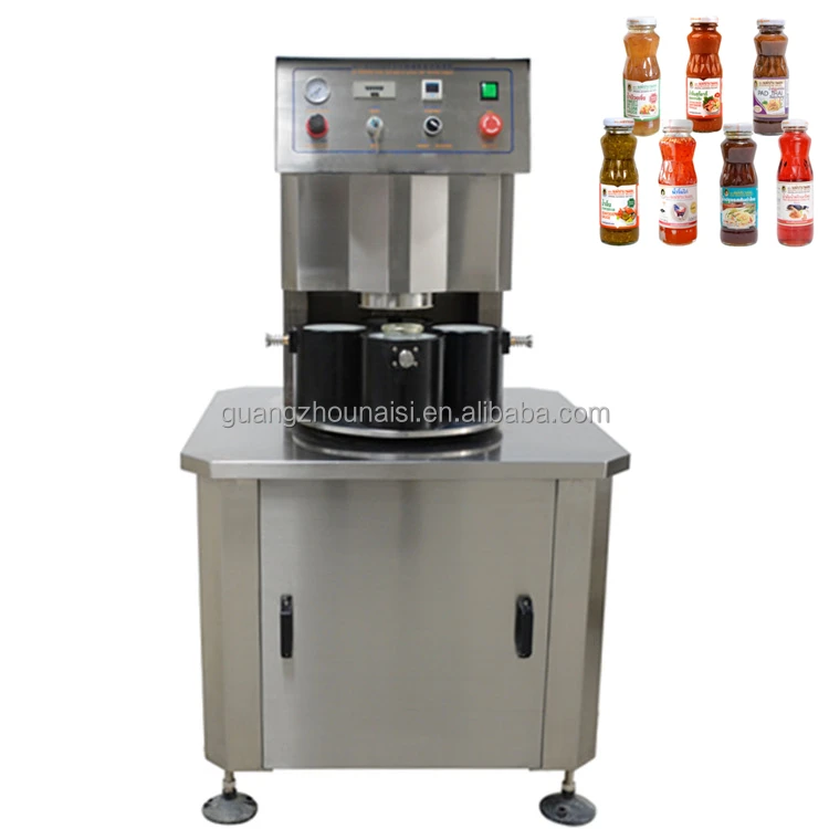 Semi Automatic Sauce Glass Jars Vacuum Capper Equipment Tightening ...