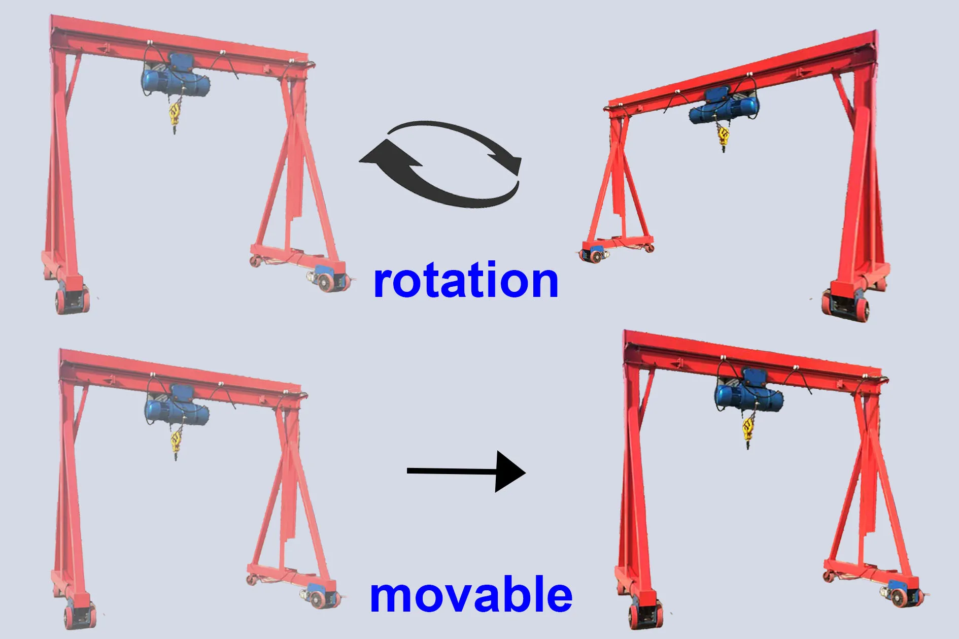 Movable Trackless Portable Gantry Crane With Adjustable Height for 0.5t ...