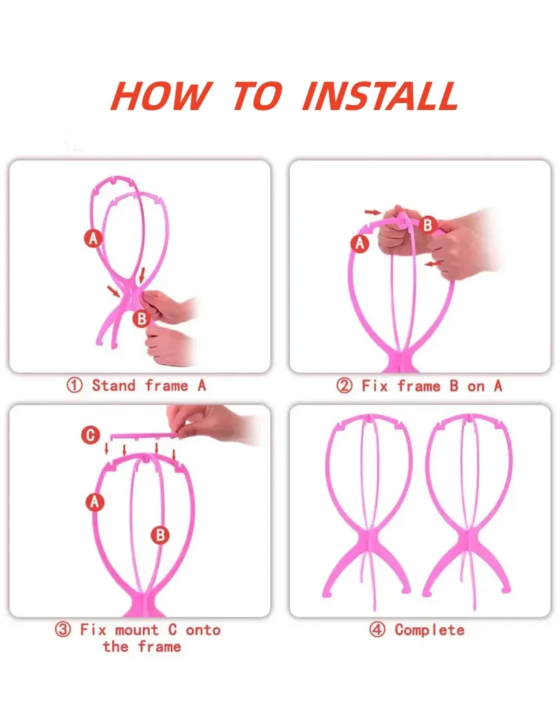 Wigs Display Stand Folding Plastic Stable Durable Wig Stand Holders ...