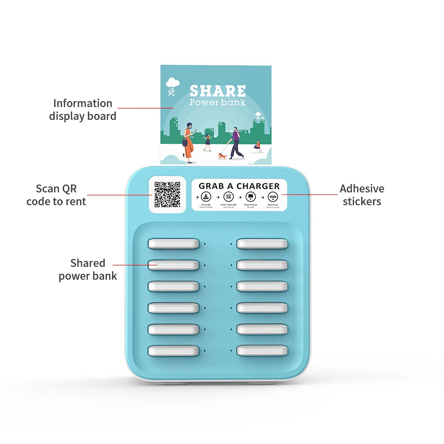 12 Port Rental Charging Shared Power Bank Charger Station For Mobile ...