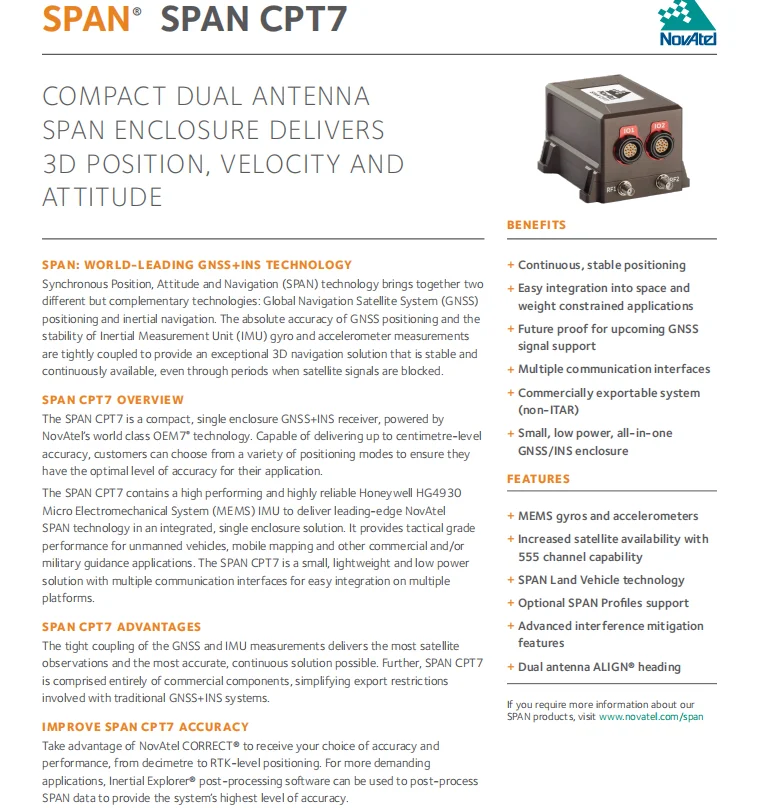 SPAN CPT7 Fiber Optic Precision MEMS Navigation System
