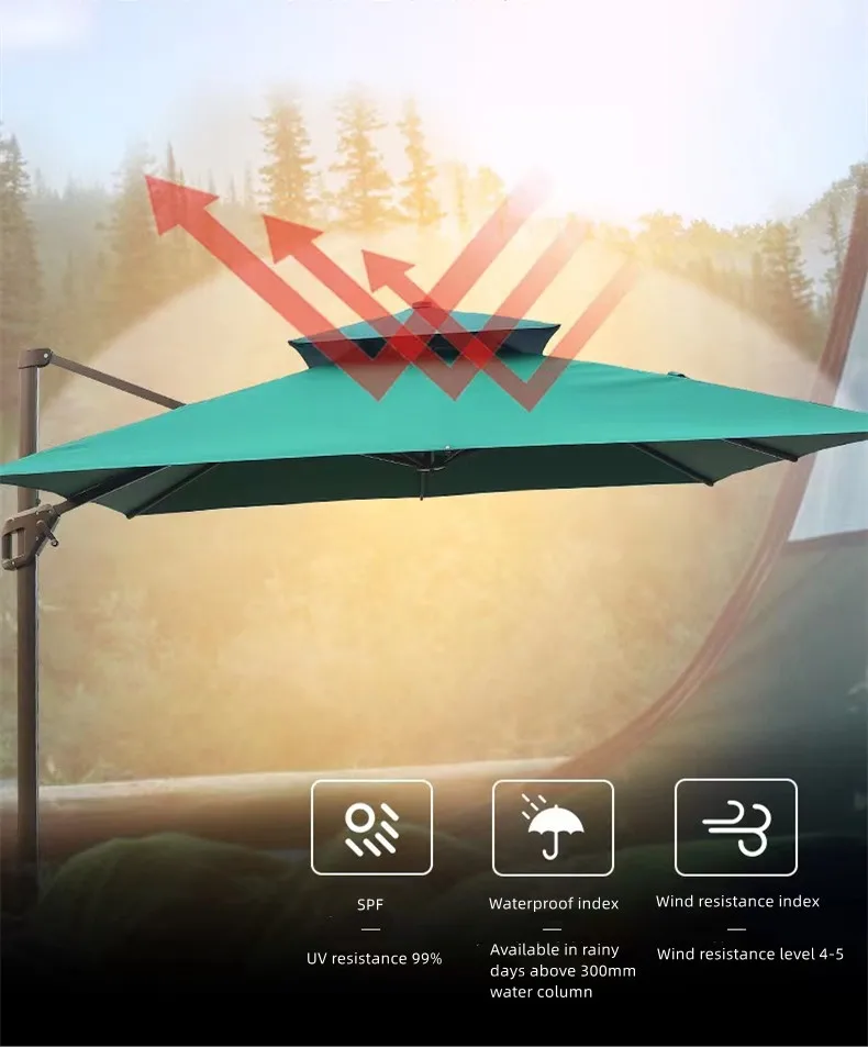 Outdoor Luxury Patio Parasol Square Cantilever 2.5m 8ft Aluminium ...