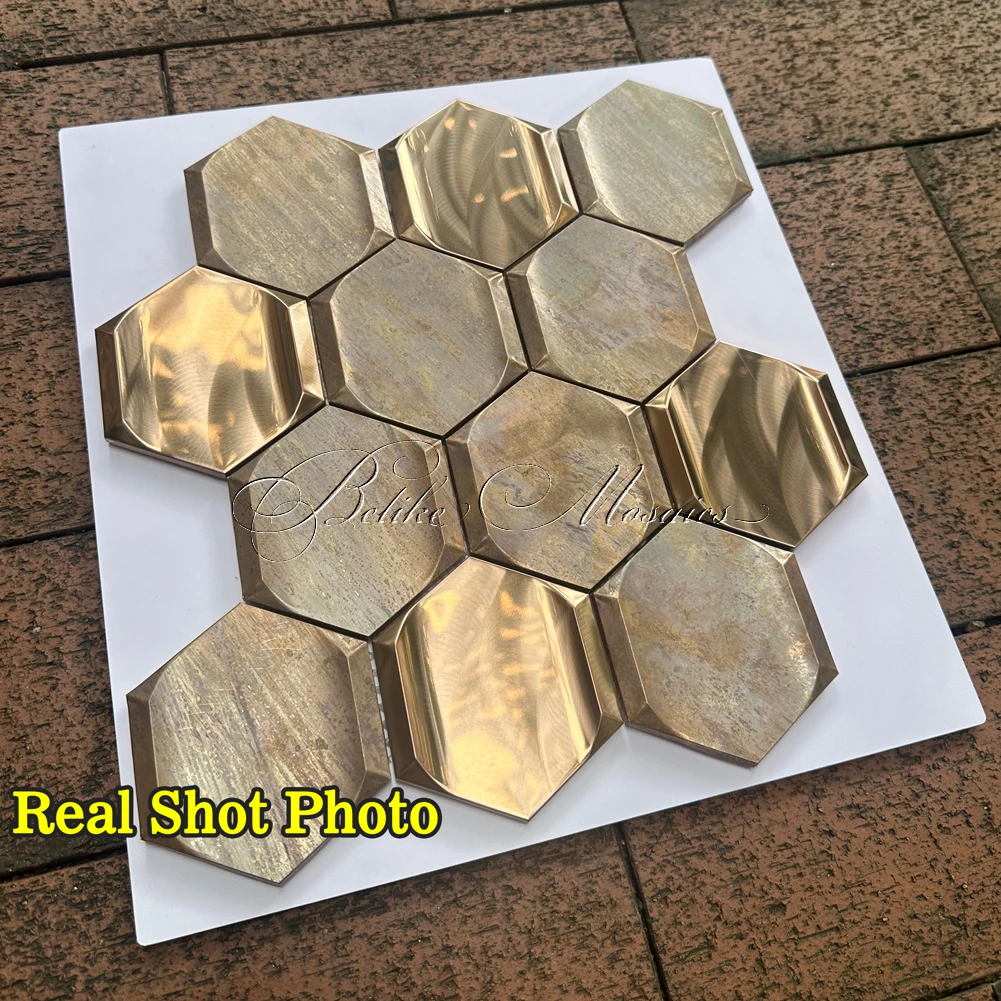 Magnificent Modern Hexagon Mosaic Wall Tile Raised Surface Metal ...