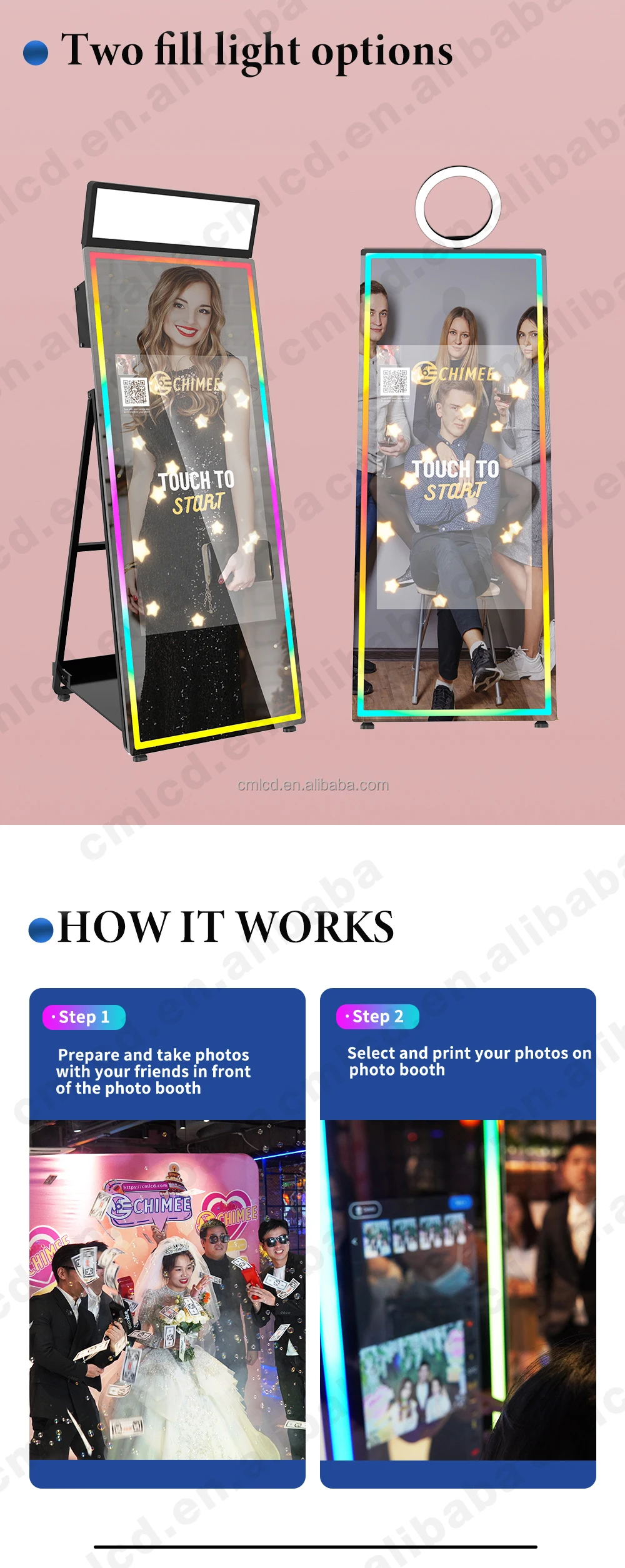 2024 Mirror Photo Booth Stand 43 Inch Lcd Touch Screen Monitor With Flight Case Photo Booth ...