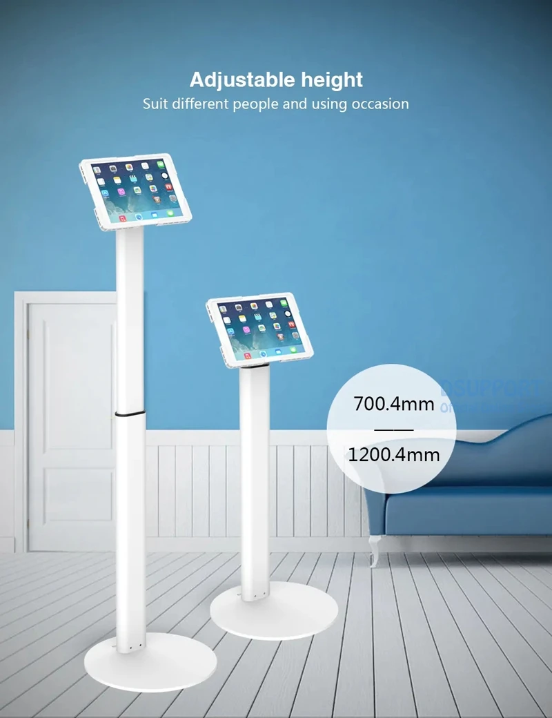 Universal Height Adjustable Anti-Theft Tablet Stand 360 Degree Rotation ...