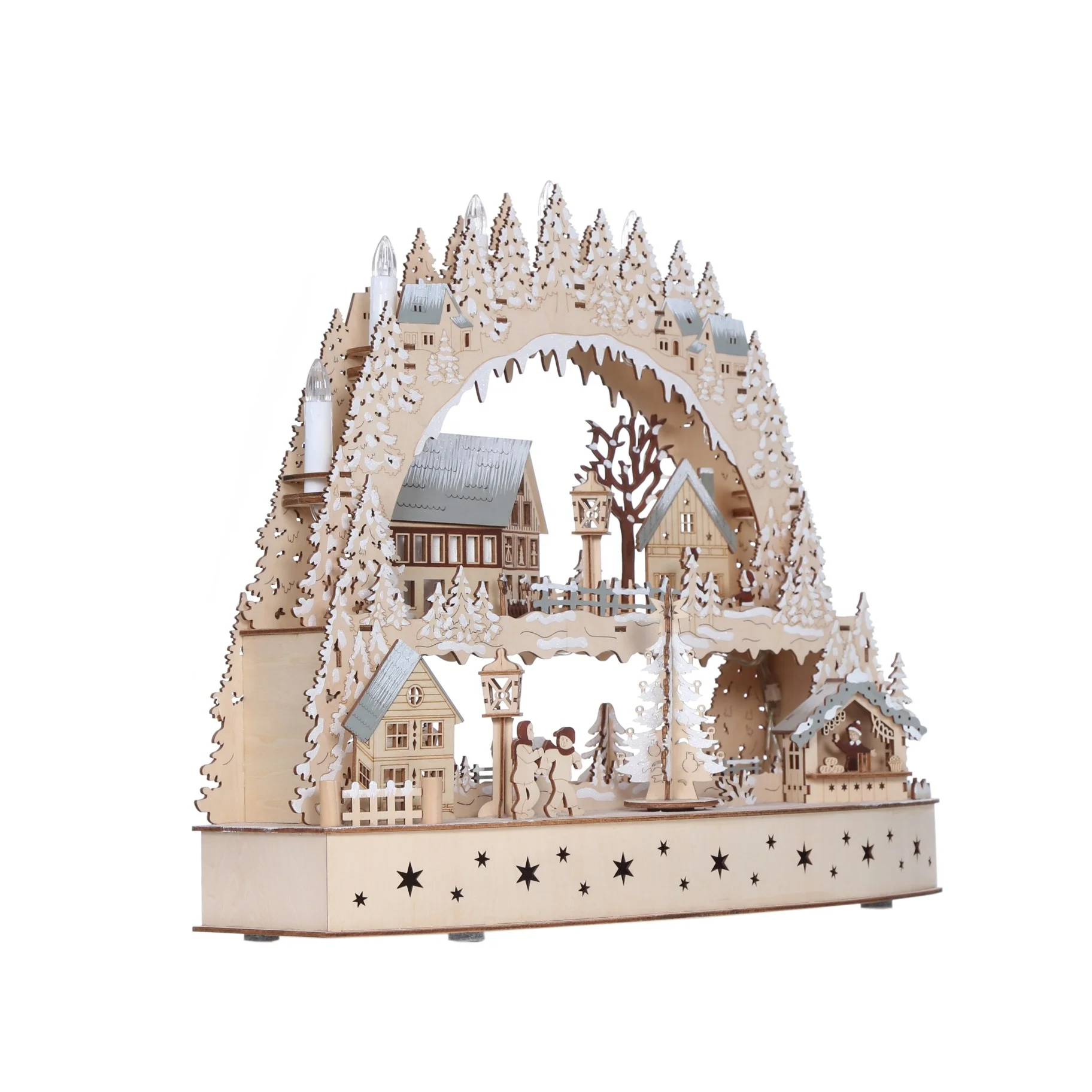 45cm Semicircular Arch Bridge Shape LED Christmas Wooden Village Bridge ...