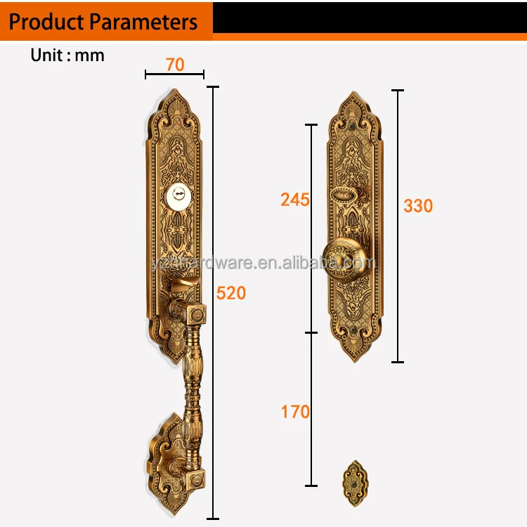 Luxurious Carved Pattern Zinc Alloy Lock for Villa Entrances