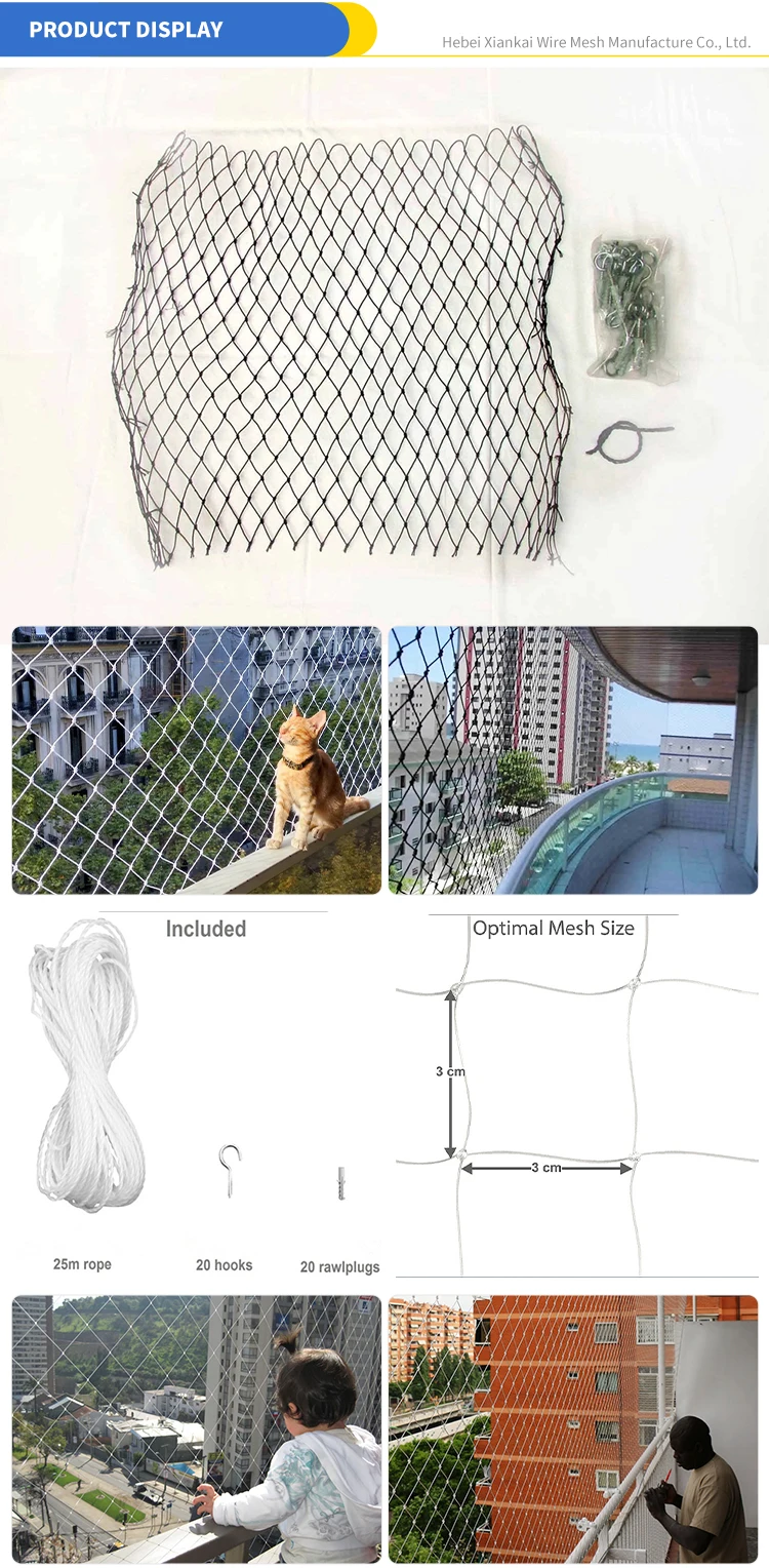 180gsm Polyethylene Safety Nets For Balcony Protection Polyester ...
