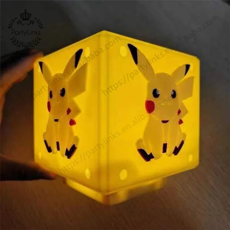 Pikachu Press and Sound Rechargeable Night Light Square Lamp Super Led ...