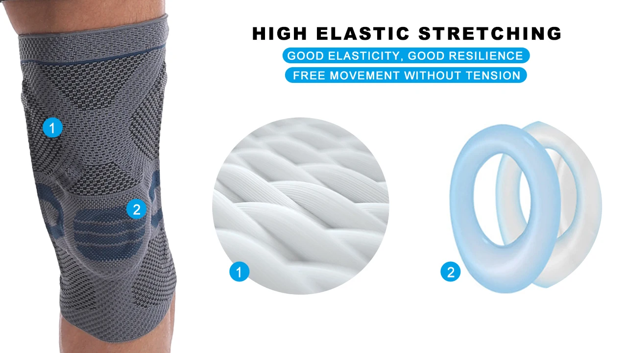 4xl 5xl Size Knitting Silicone Knee Brace Breathable Knee Sleeve ...