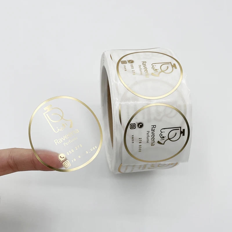 Customized Transparent Logo Stickers Gold Foil Waterproof Clear Sticker ...