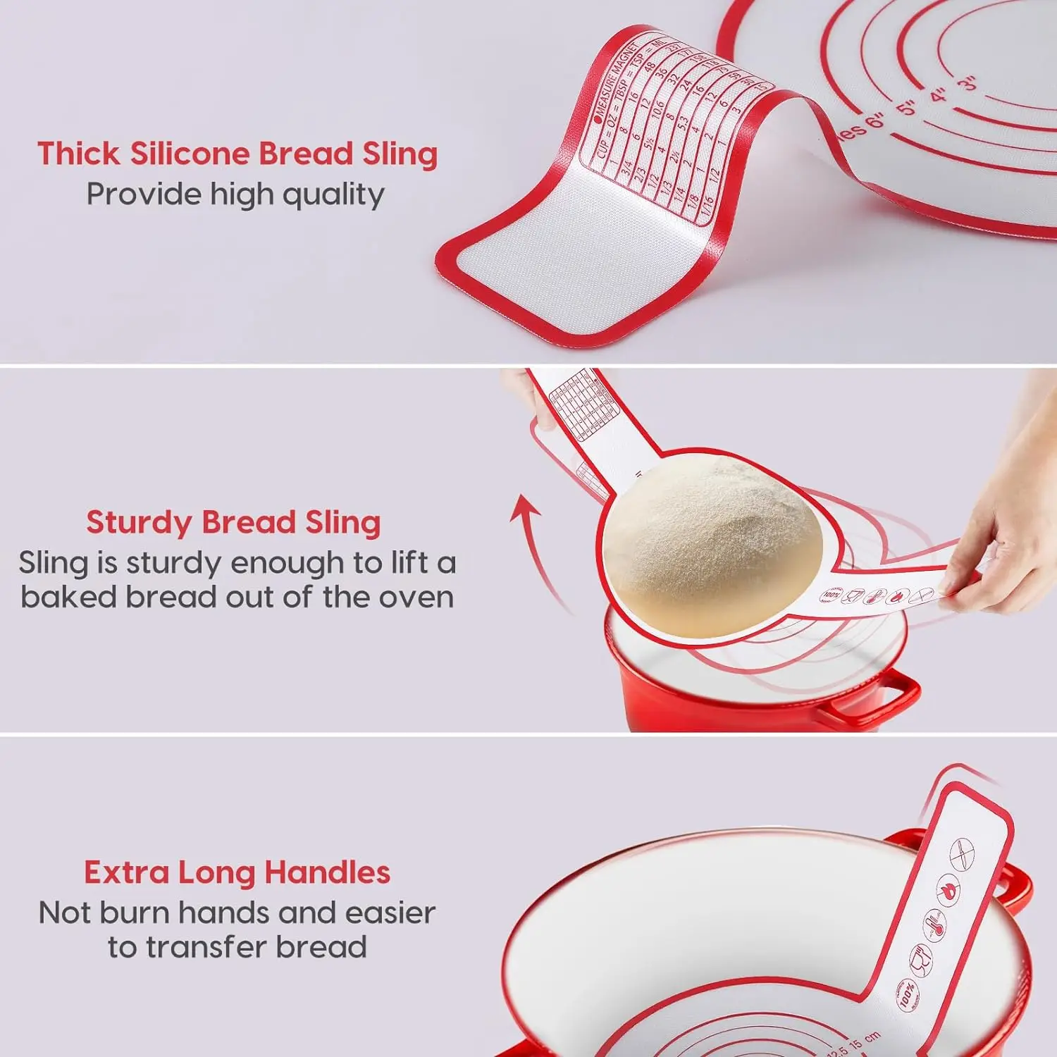 Silicone Bread Sling for Dutch Oven - Non-Stick Baking Mat