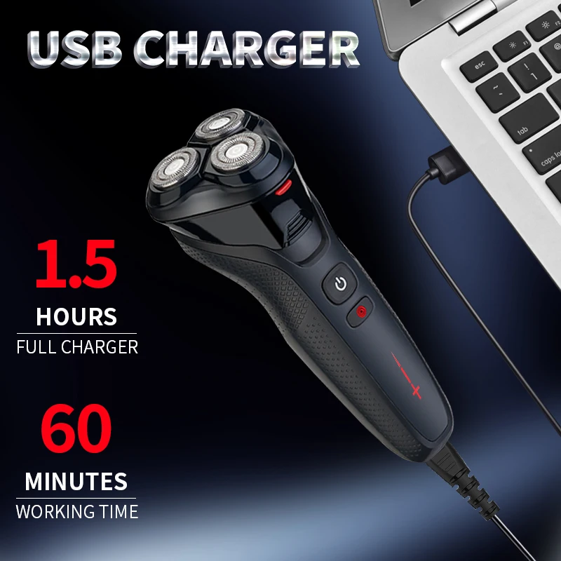 Electric Men's Barber 3D Floating Razor Long-Lasting Cordless Beard ...