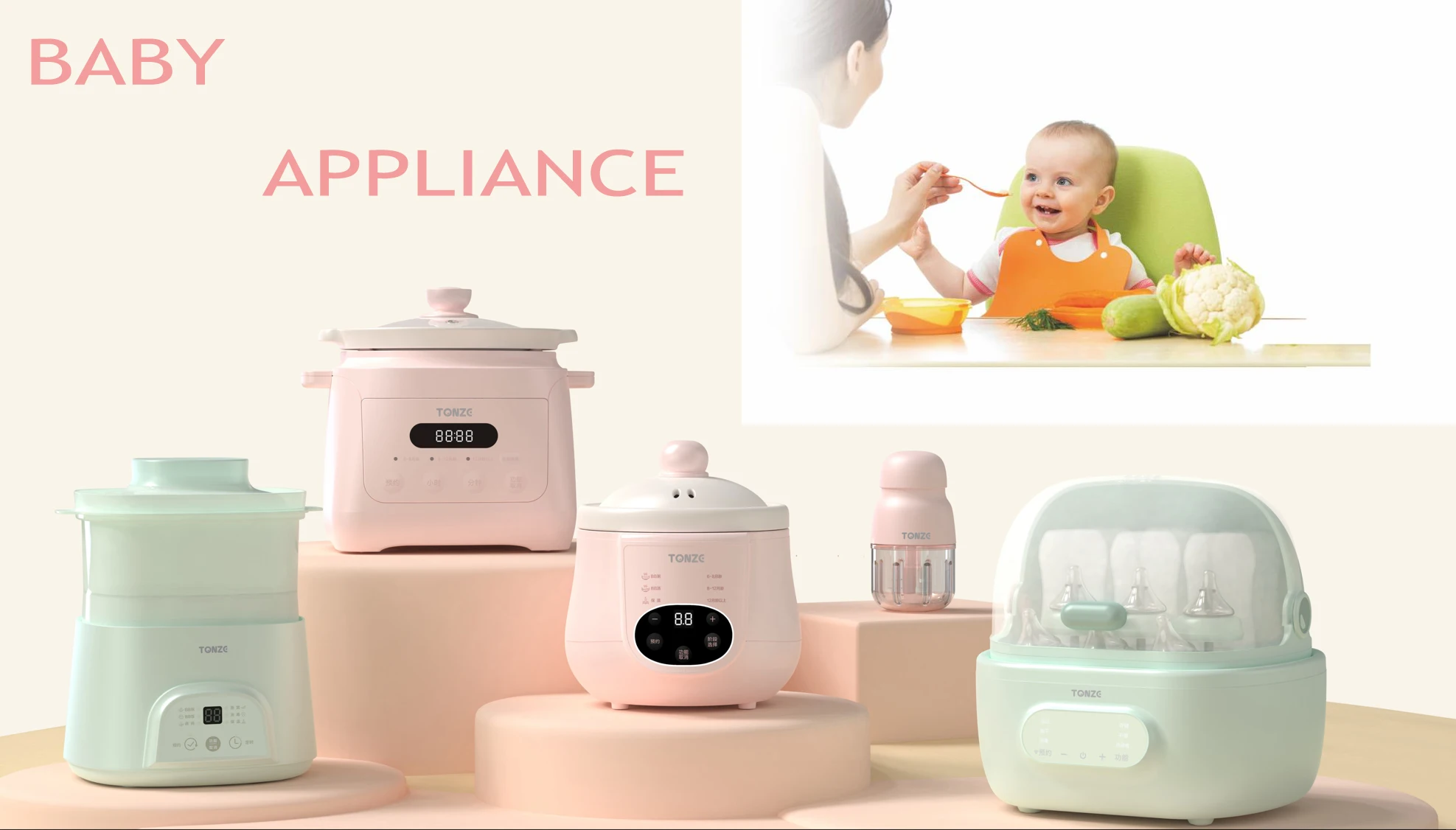 Eco-friendly 0.8L Baby Food Maker Water Stewing Electr Slow Cooker Mini ...