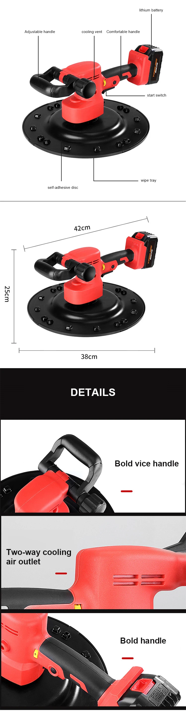 Hand Tools Wall Sander,Plaster Concrete Smoothing Machine Cement ...