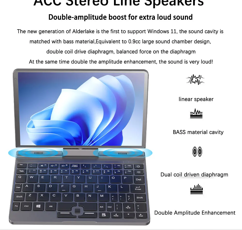 12th Gen Mini Pocket Laptop 8" Touchscreen 12g Ddr5 2-in-1 Notebook