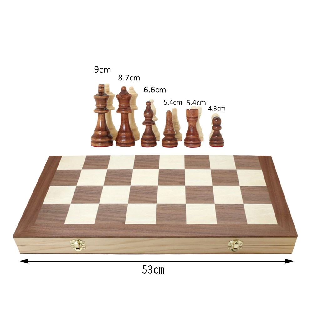22.5 Inches Large Size 53cm Foldable Wooden Chess Set With 9cm King ...