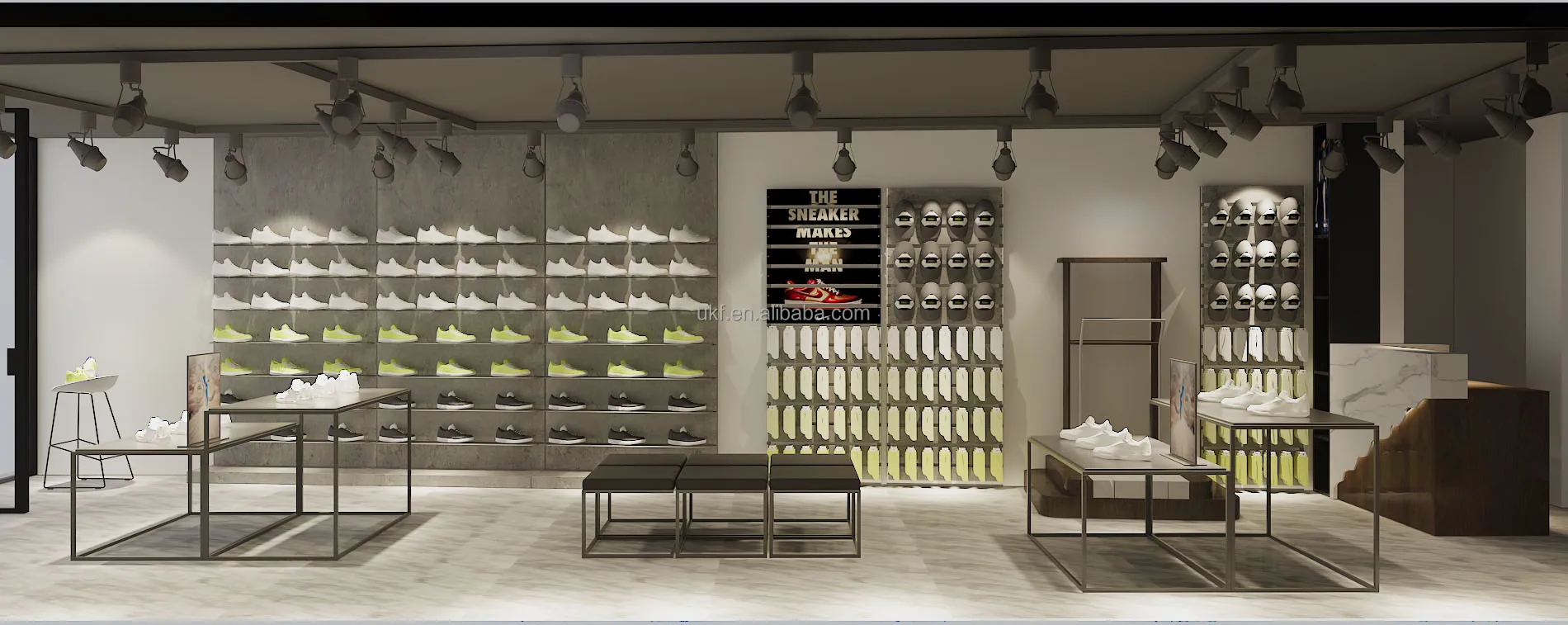 Modern Sport Shoes Display Wall Shelf Furniture Retail Sports Shoe ...