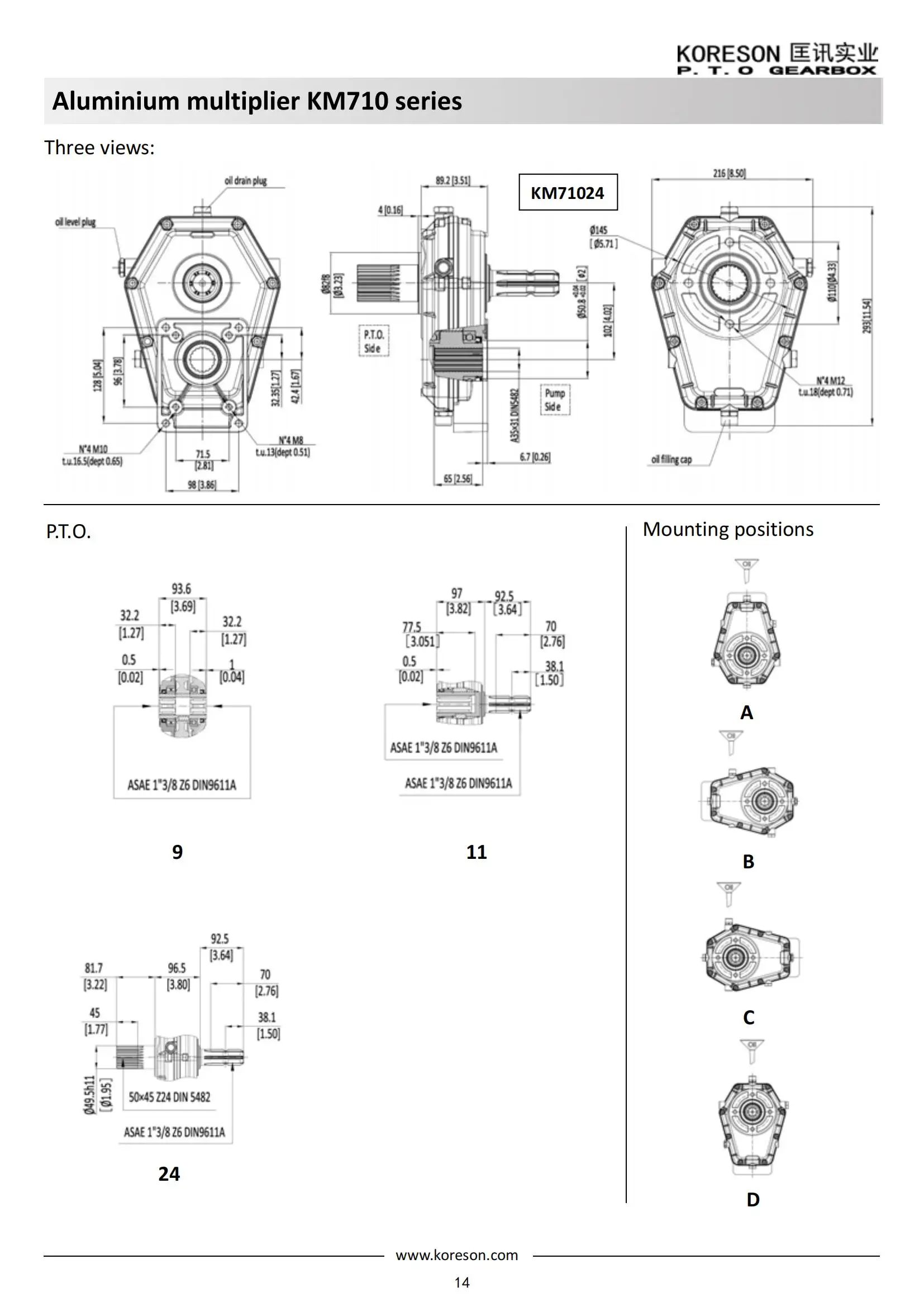 Agricultural 540rpm Km71024 Multiplier Pto Gearbox For Tractor - Buy ...