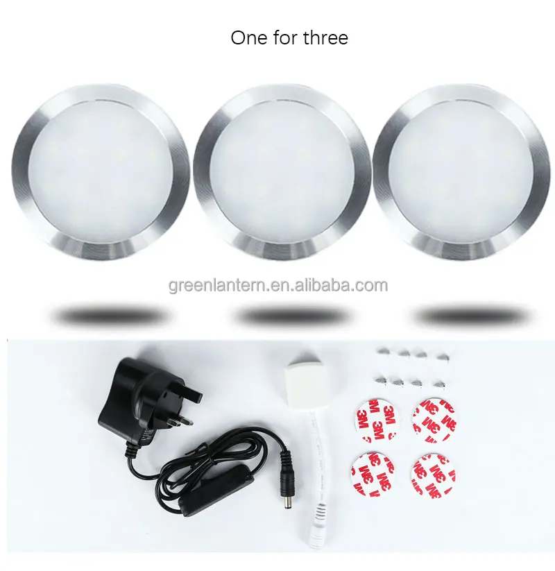 Round Shell 12v Dc 2w Led Under Cabinet Lights Puck Light Warm White ...