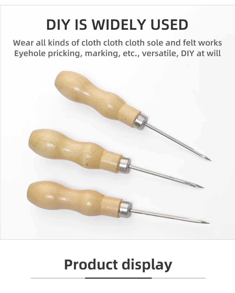 JP Wooden Double Gourd Shape Handle Punches Hole Leather Stitching ...