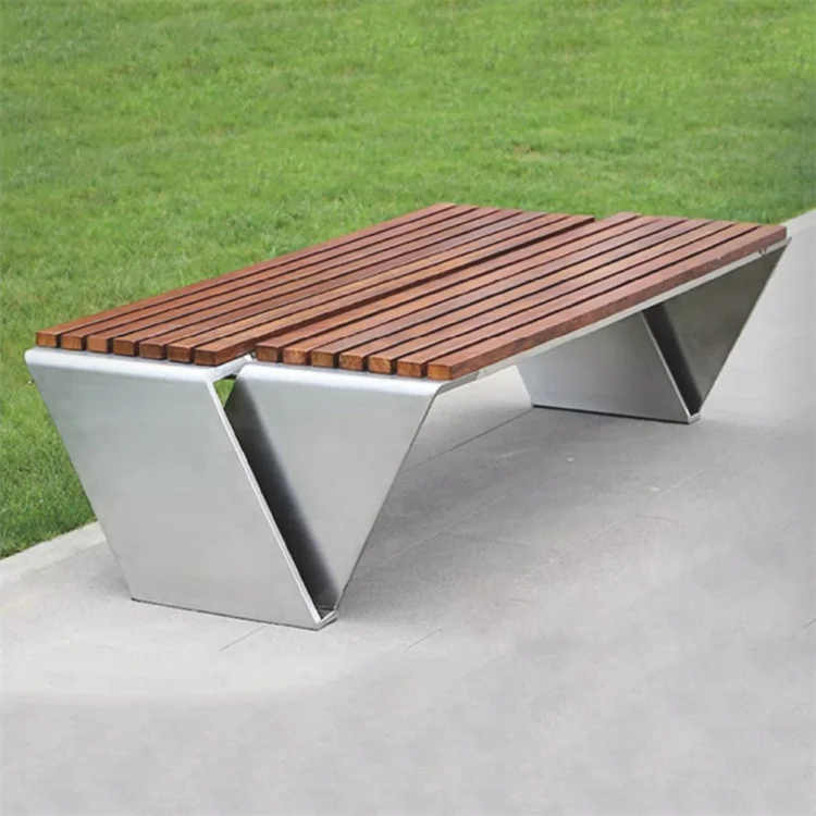 Garden Outdoor Wood Strips Bench Metal Seating Bench - Buy Wooden ...