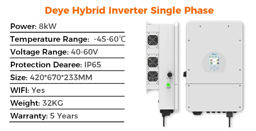Deye Hybrid Solar Inverter SUN-8K-SG01LP1-EU 8kw 1phase Wifi Hybrid ...
