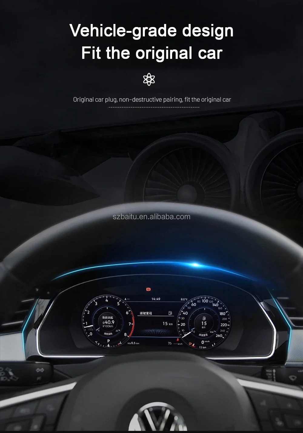 12.3'' LCD Digital Dashboard Cluster for VW Scirocco, Jetta, Golf 6/7 ...