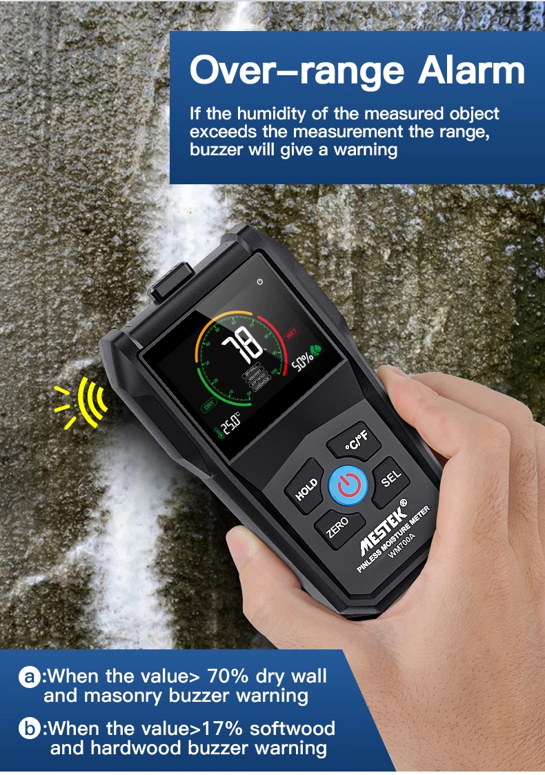 Digital Non-Invasive Moisture Meter Building Material Humidity Tester ...