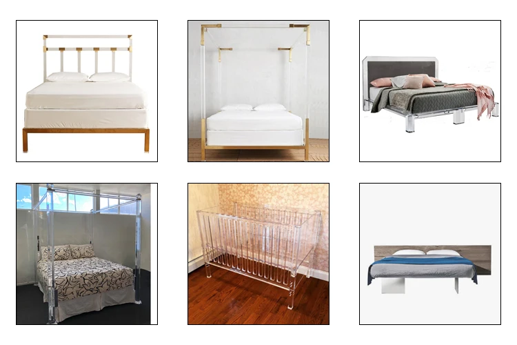 Transparent Acrylic Bedstead Bedroom Bed Stainless Steel Bed Frame ...
