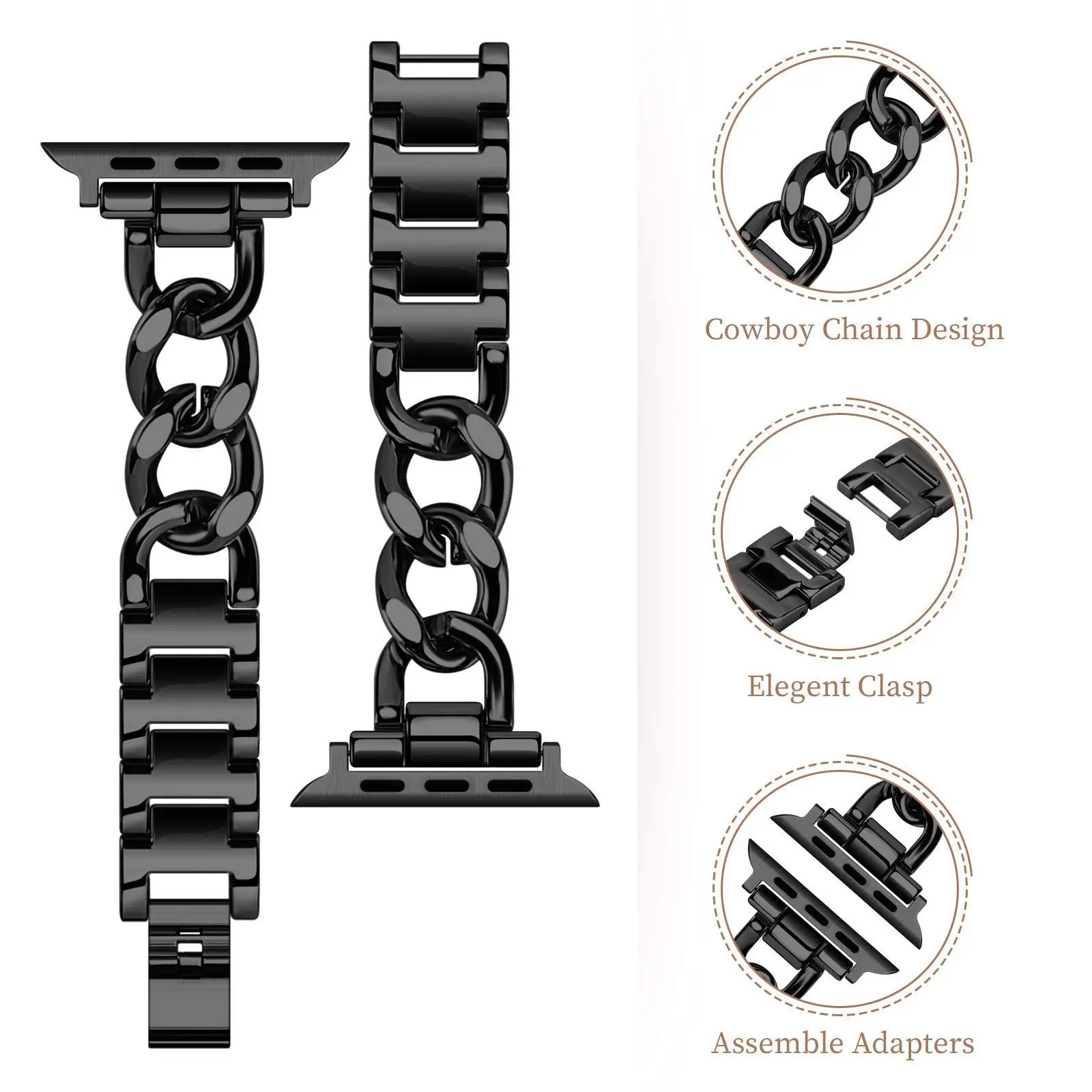 Women Fashion Stainless Steel Metal Band For Apple Watch Luxury Small ...