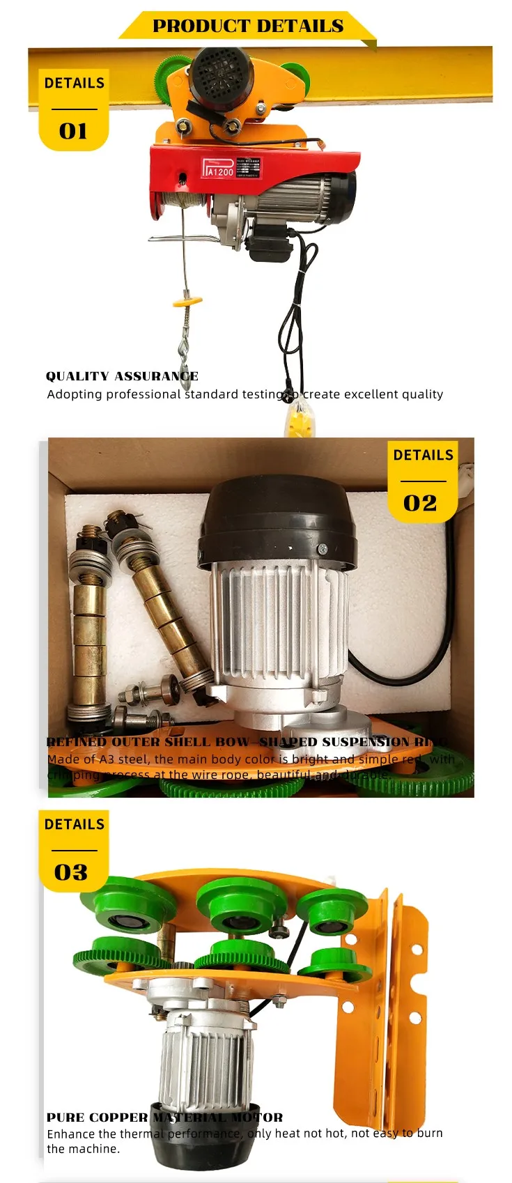 2023 China Small Crane 125/250kg Capacity Suspending Mini Electric Wire ...