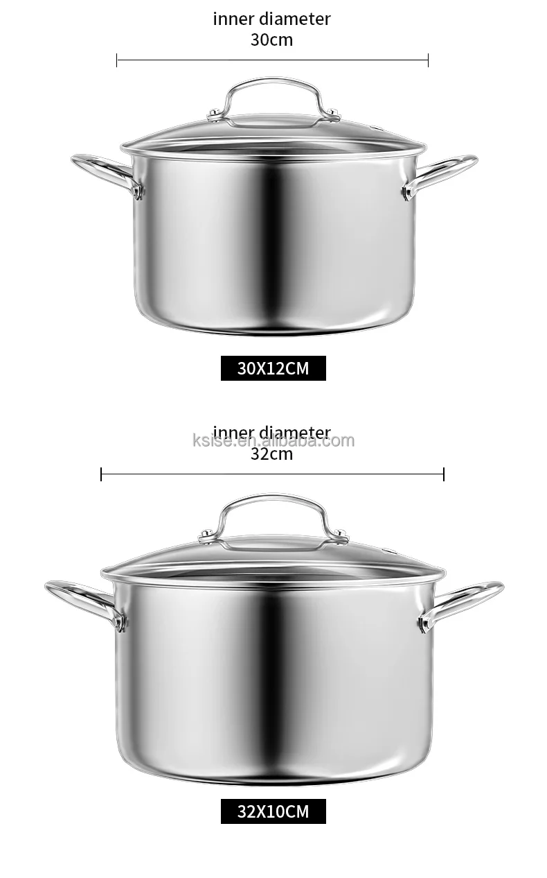 Cooking Pot Heavy Weight Triple-Layer Base Stainless Steel Honeycomb ...
