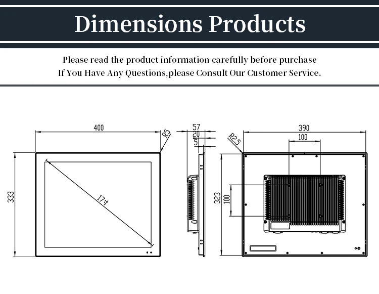 OEM/ODM IP65 Waterproof 350-1000nits Brightness Industrial LCD Monitor ...