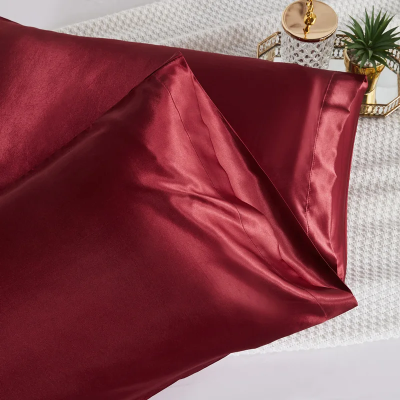 Silver Infused Luxury Real Silk Satin Soft Red Pillowcase Queen With ...