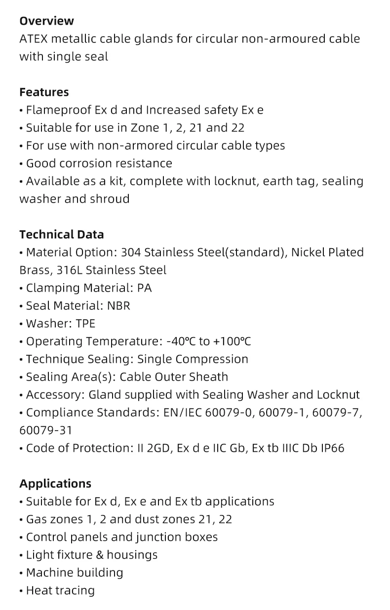 Free Sample M12 M16 M25 M20 Metal Explosion Proof Cable Glands Atex ...