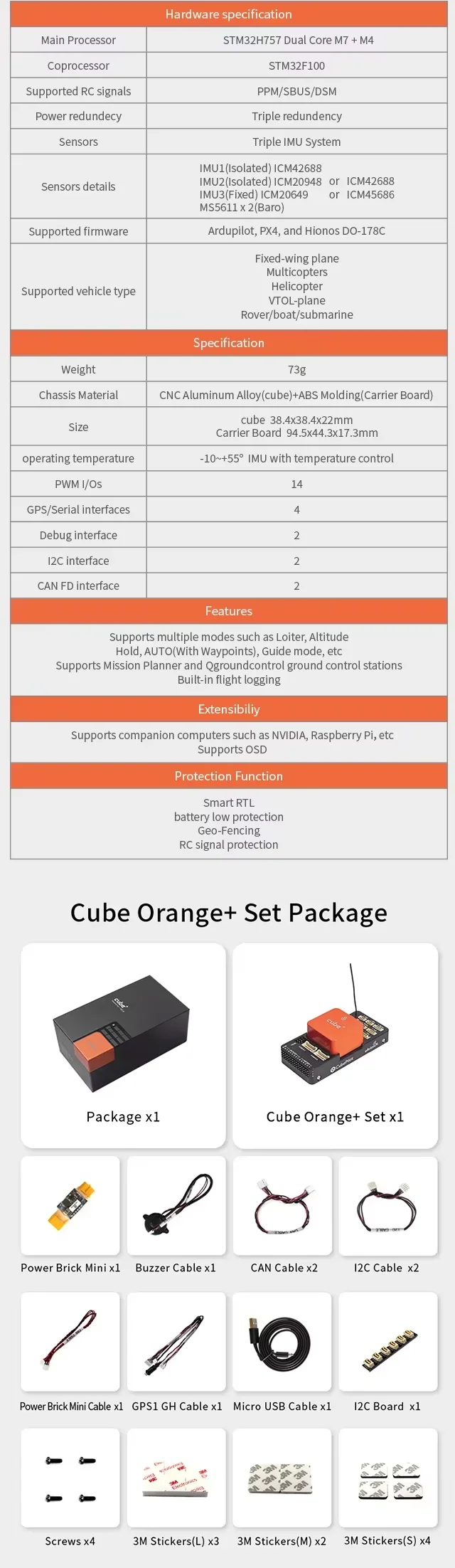 Cubepilot HEX Pixhawk Standard Flight Control Set Cube Orange