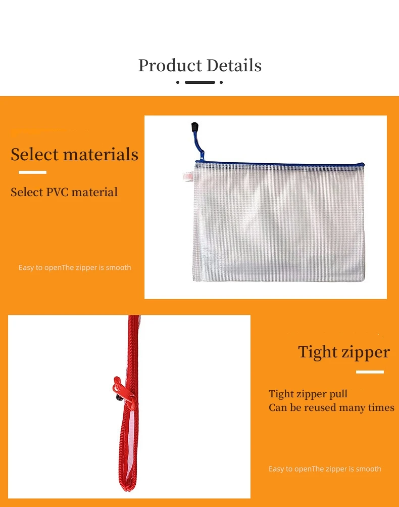Mesh Zipper Pouch Document Bag Assorted Size Waterproof Plastic Zip ...