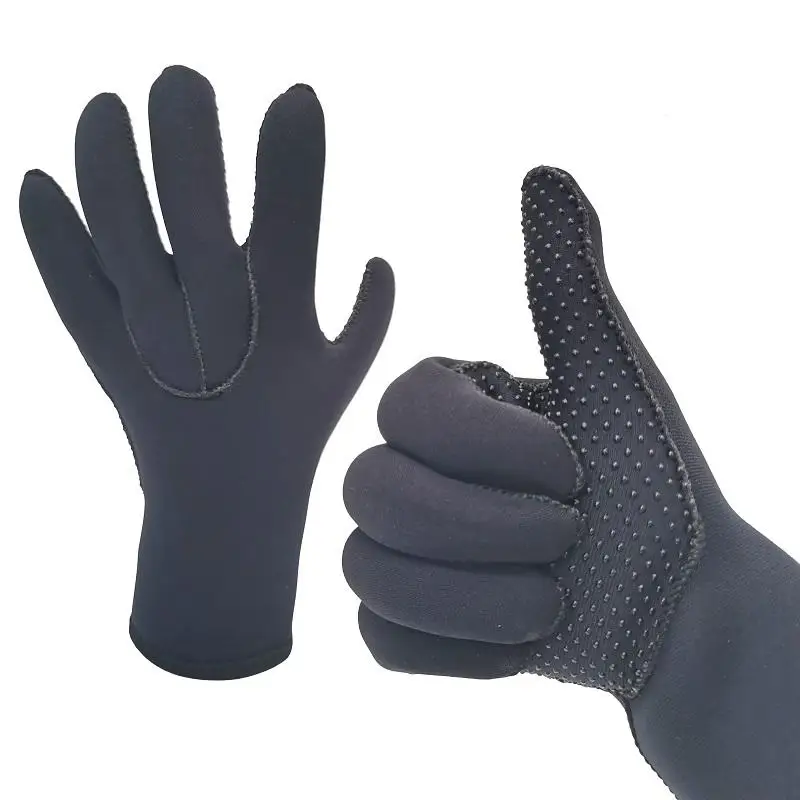 Custom Logo Neoprene 3mm Flexible Anti Slip Thermal Five Finger Surfing Glove Spearfishing ...