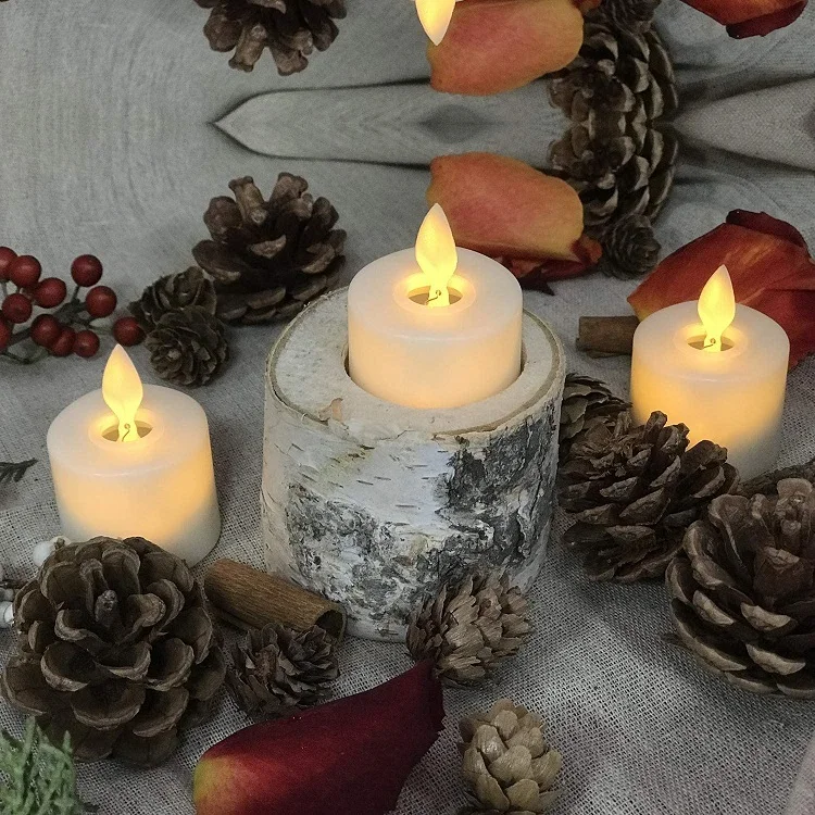 Flickering Flameless Rechargeable Wax Led Tea Light Candles With Moving ...