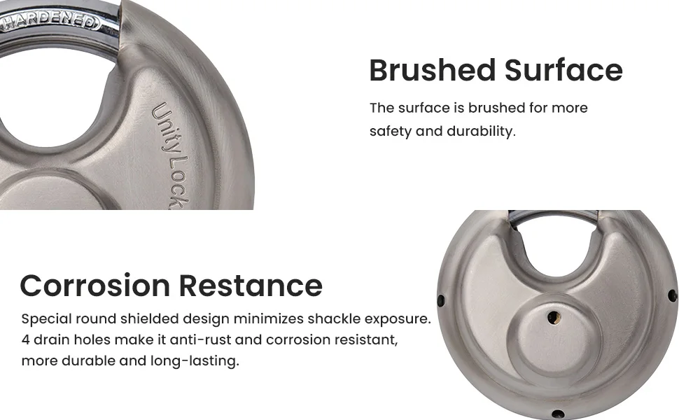 Stainless Steel Disc Padlock with Dust Cover, Keep Cylinder Clean ...