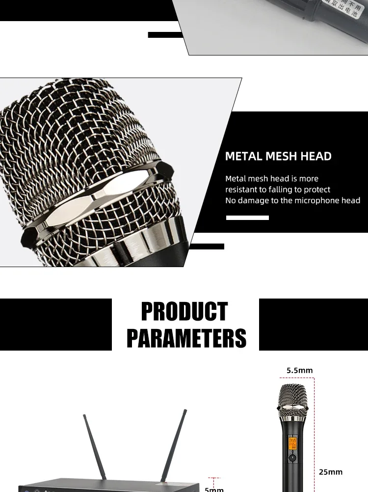 Professional Uhf Wireless Microphone With Recelvlng Antenna For Singing ...