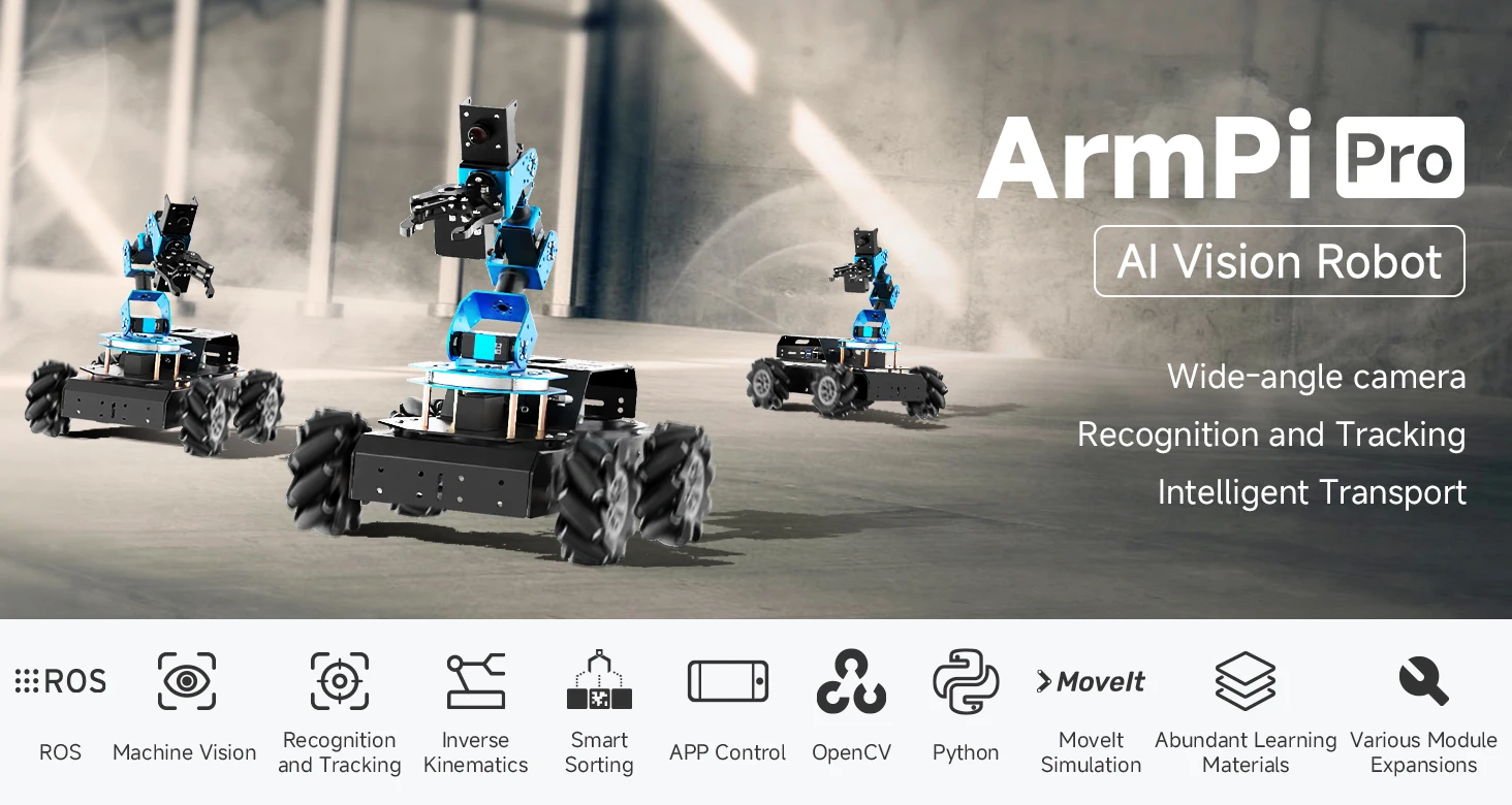 Hiwonder ArmPi Pro 6DOF Robot Arm Kit with Raspberry Pi & 4WD Chassis OEM