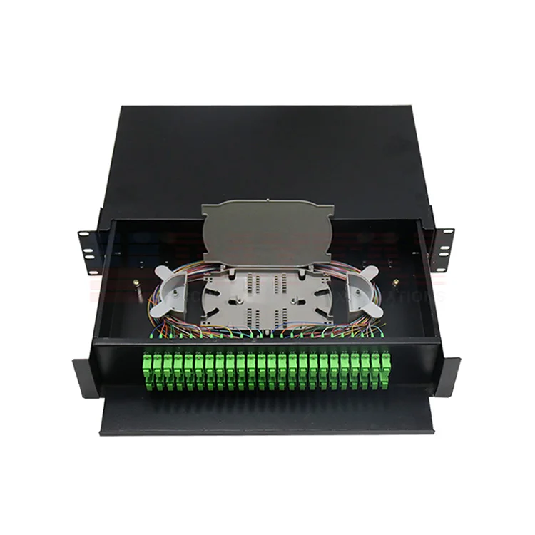 2U Black Color Telecom ODF Patch Panel 48 Port Optical Distribution ...