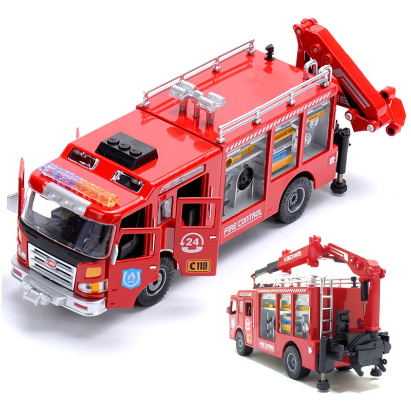 KDW Alloy Fire Engine Model Toy 1:50scale Diecast Rescue Vehicle