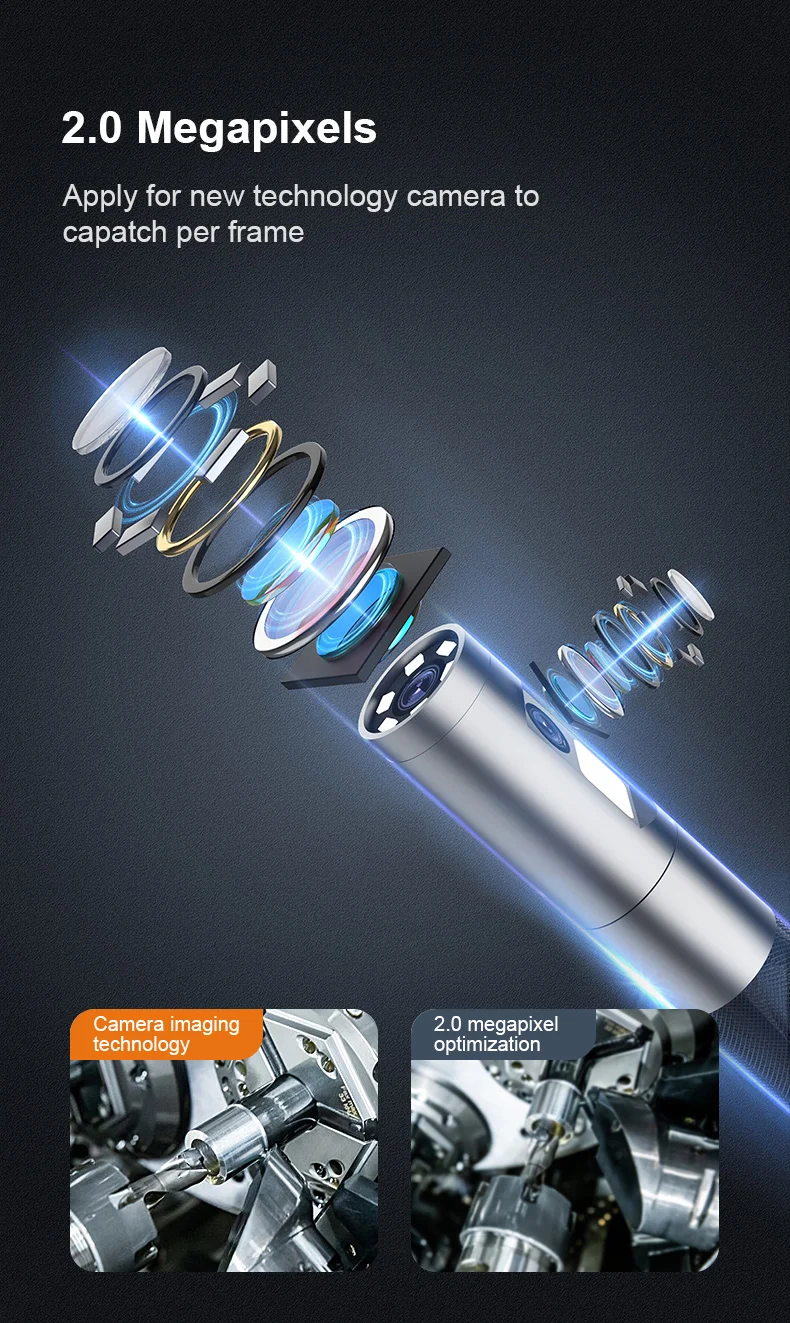 2 Way Articulation Endoscopy 8mm Camera 2mp 360 Degree Semi Rigid Cable ...